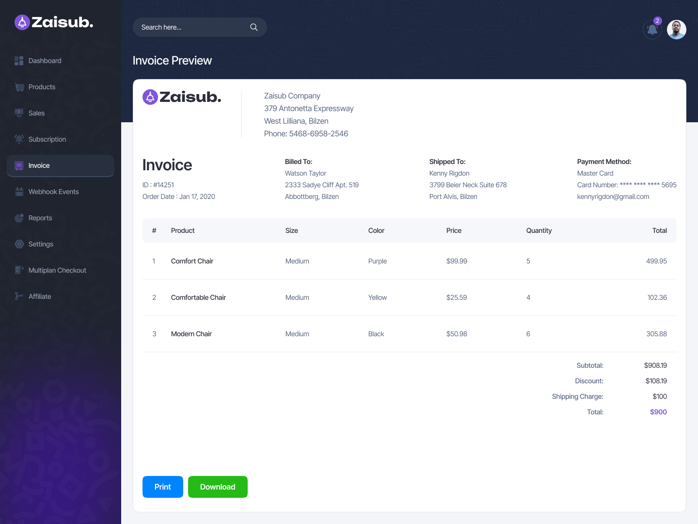 Zaisub - Subscription & Billing Management Laravel Script. by zainiktheme